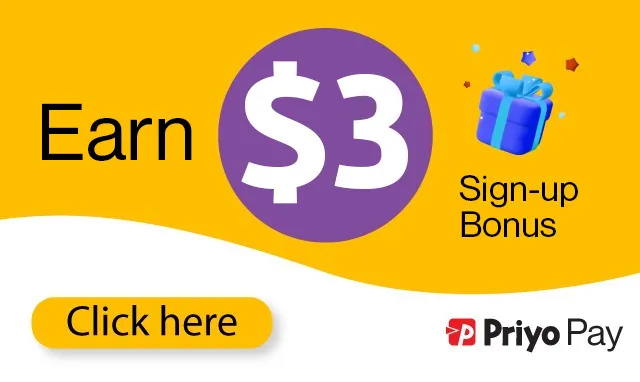 Earn $3 Priyo-Pay Sign-Up Bonus in October, 2024